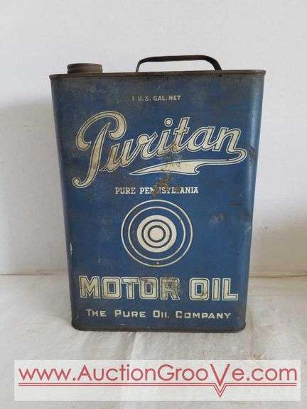 Pure Oil Co 1 gallon Puritan Motor Oil can. - AuctionGrooVe.com 608-792 ...