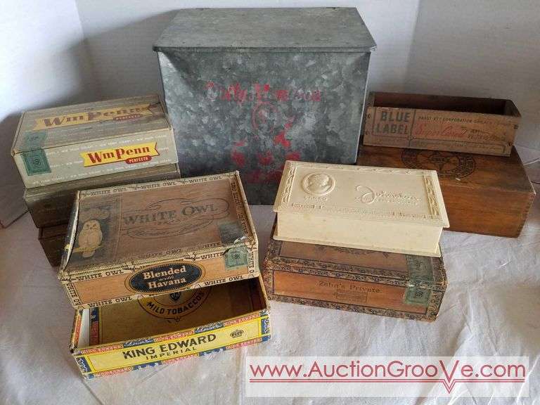 Assortment of boxes, Dolly Madison milk box, cheese box, Johnston candy ...