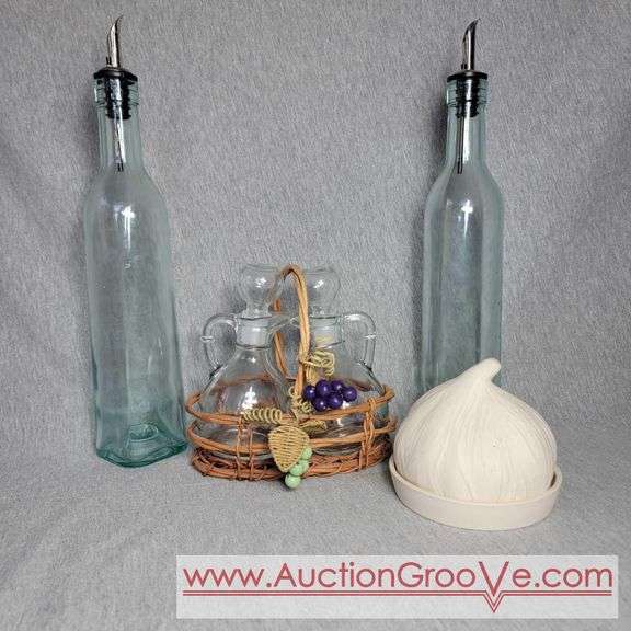 Mini oil pitchers, oil bottles abundant a garlic saver. K ...