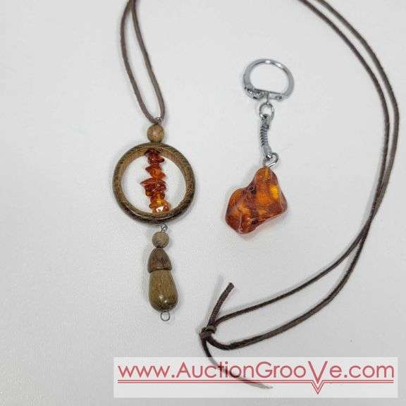 Amber key chain amd necklace. BB - AuctionGrooVe.com 608-792-2437