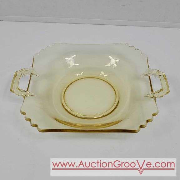 Canary Yellow Depression Glass. 8 x 1. A - AuctionGrooVe.com 608-792-2437