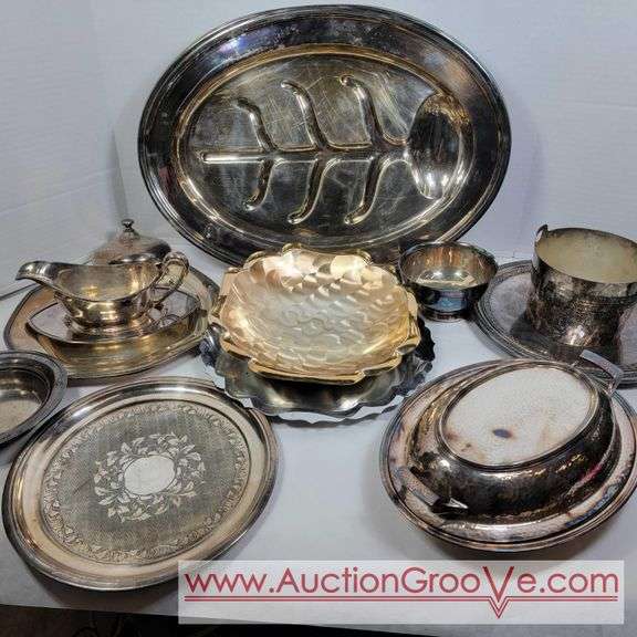 Silver Plate Serveware. Sheffield 20", Derby S. P. CO, Meriden S. P. Co ...