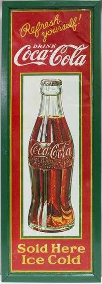REFRESH YOURSELF COCA-COLA ADVERTISING SIGN - Hodgins Halls Auction Group