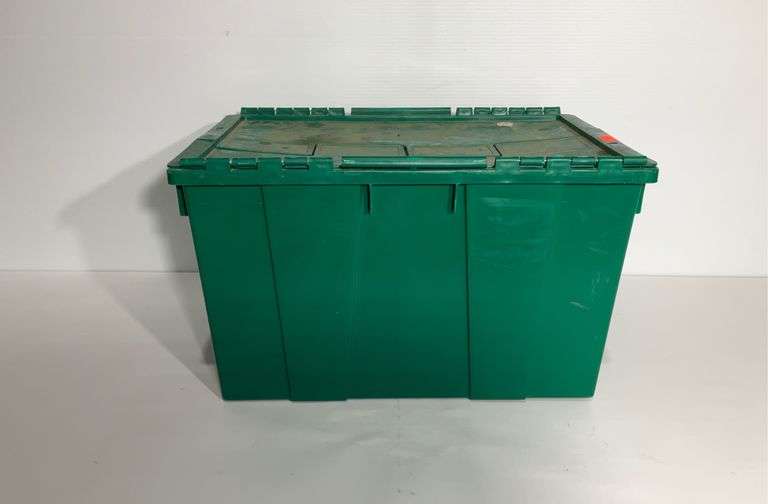 Contico Tuff Crate 12 gallon plastic tote, interlocking lid - Hash Auctions