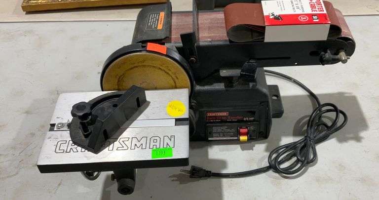 Craftsman Belt Disc sander with extra belt. Works - Hash Auctions