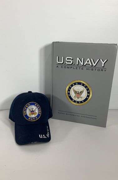 US Navy memorabilia, hat and complete US Navy history book with ...