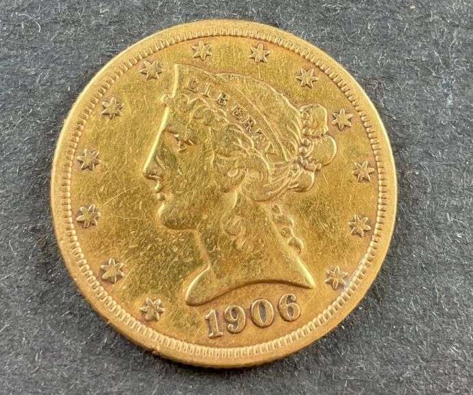 Gold Coin 1906 S Five Dollar Liberty Head Hash Auctions