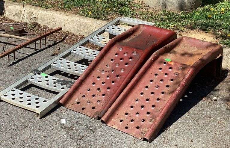 Set of metal Car Ramps, one 4ft section aluminum loading ramp included ...