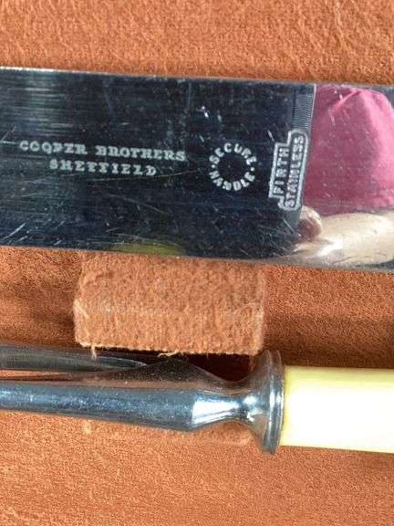 Knife chest filled with Cooper Brothers Sheffield carving set, knives ...