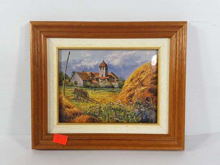 Wood framed Vincent de Roses print laminated to tinplate - Hash Auctions
