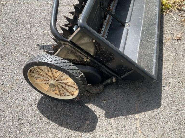 Precise Fit mower pulled spreader with lawn aerator - Hash Auctions