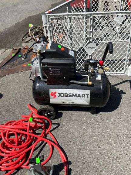 Jobsmart Air Compressor, 10 gallon, 125psi, with hose and one 2ton ...