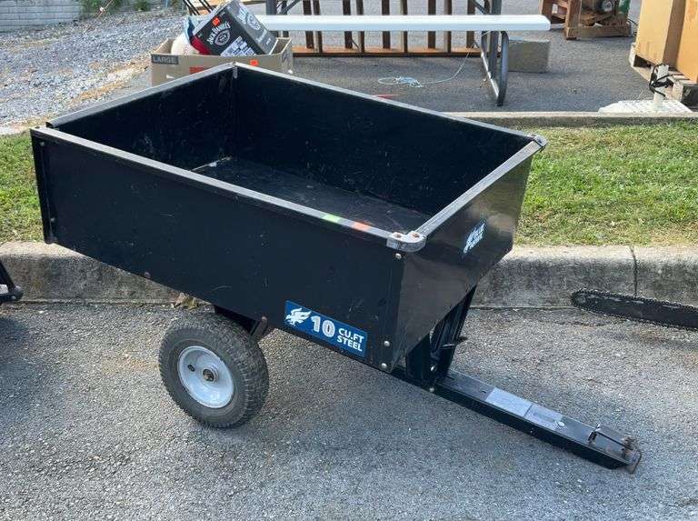 Blue Hawk 10cuft Dump Trailer cart, Garden tractor type - Hash Auctions