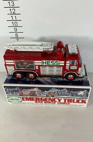 Hess Emergency Truck with rescue Vehicle in original box - Hash Auctions