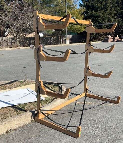 Talic kayak rack system pine board made holds four kayaks (72”wide x 80 ...