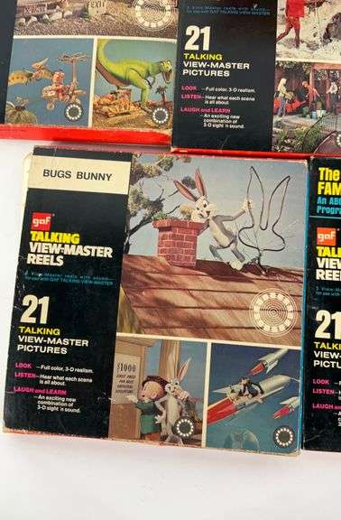 Talking viewmaster with 5 packs . Scooby Doo, Flintstones,Partridge ...