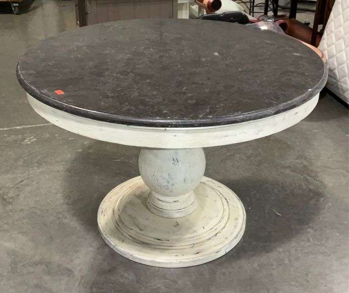 Arhaus Furniture Luca Dining Table, 48” Heavy Marble Top on a wood ...