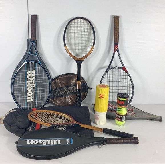 5 Tennis Rackets, Wilson & Garcia, w/ Covers & Tennis Balls - Hash Auctions