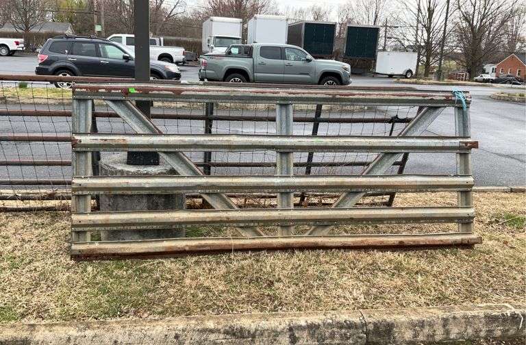 Farm Gate, 10 foot Galvanized Gate Good usable gate here - Hash Auctions