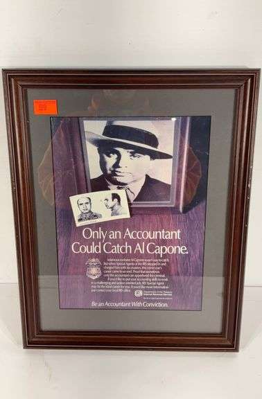 Al Capone Advertising IRS framed and matted poster 14 x 17” - Hash Auctions