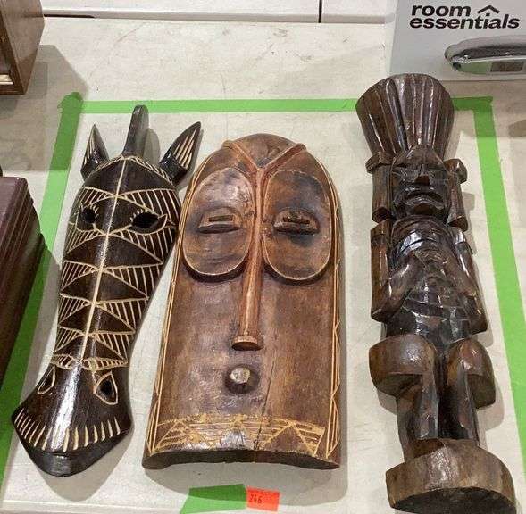Three tribal masks/statue - Hash Auctions