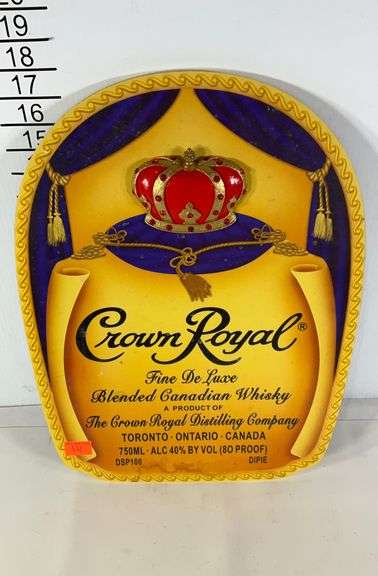 Wood advertising Crown Royal sign 14 x 18.5” - Hash Auctions