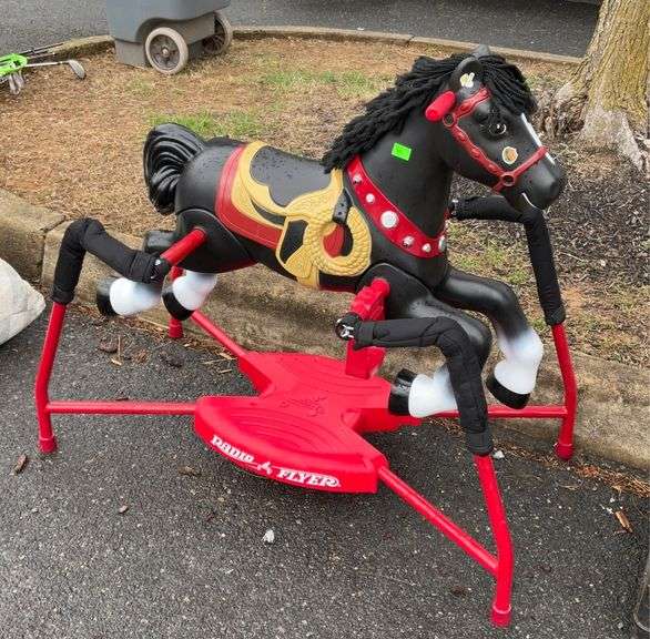 Radio Flyer Hobby Horse, black pony with four white socks near new ...