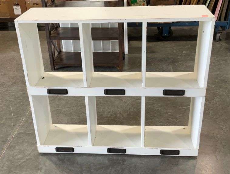 Nice heavy made 6 cubby organizer, 42x12x36, distressed finish for the ...