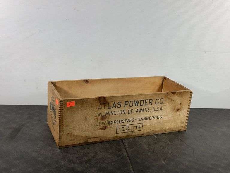 Atlas Powder Co. Low Explosives Crate 25”x9 1/2”x8 1/2” - Hash Auctions