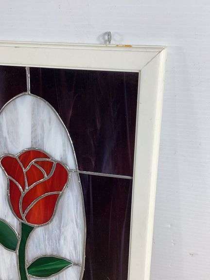 Stained Glass Rose Wall Decor 16 1/2”x10 3/4” - Hash Auctions
