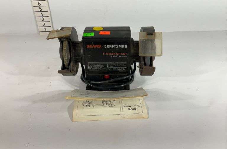 Sears Craftsman 5” bench grinder, works - Hash Auctions