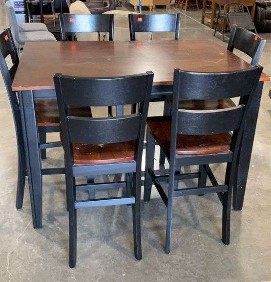 Table and 6 chairs, bar height, 54x36x36, seller code V7 - Hash Auctions