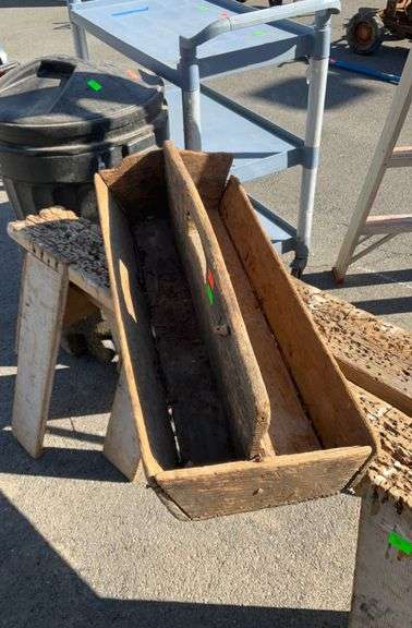 Early wood tool tote, 30” - Hash Auctions