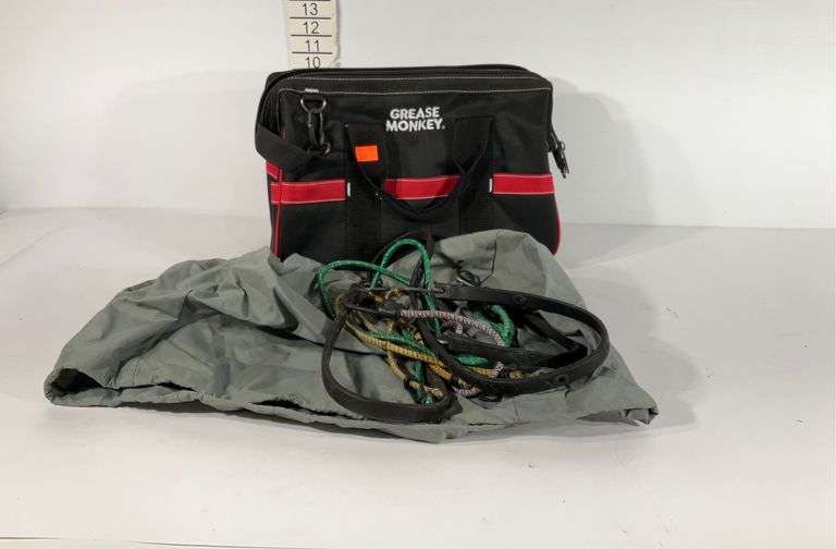 Grease monkey tool bag with bungee cords - Hash Auctions