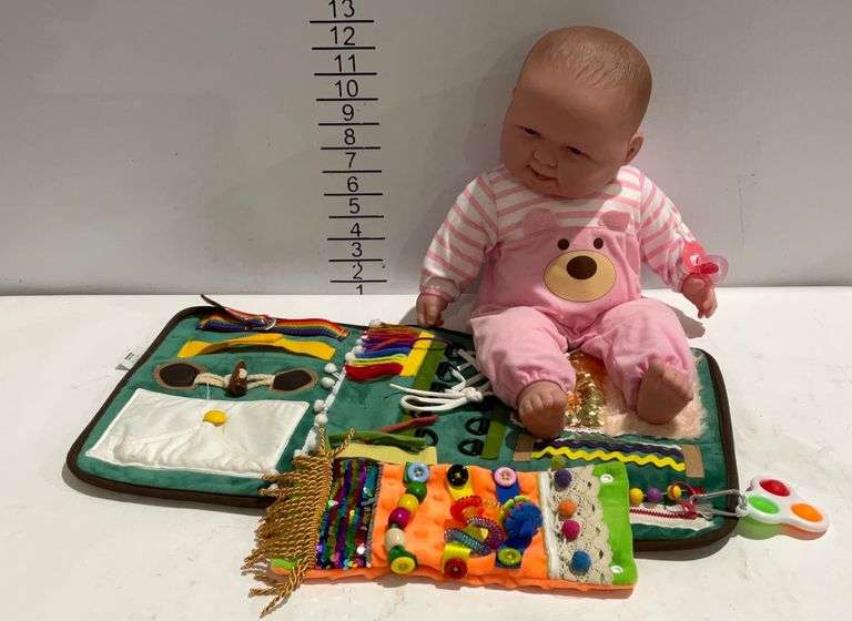 Three pieces: dementia sensory fidget relief lap pads (smaller one can ...