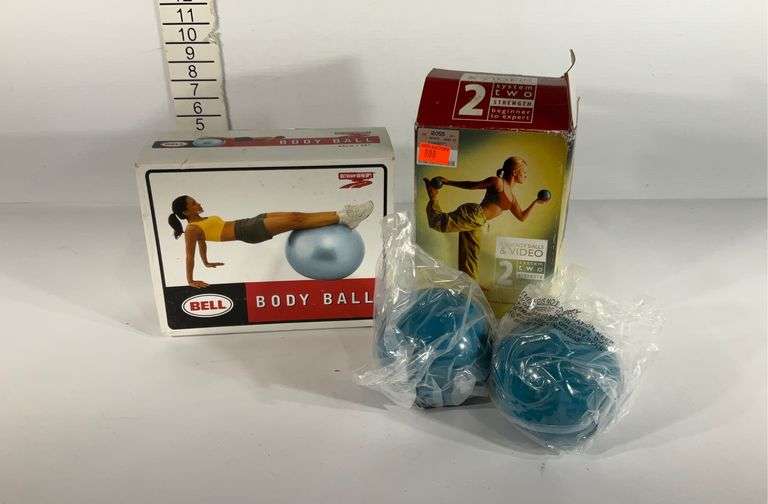 Workout gear, includes bell body ball in box and two energy balls ...