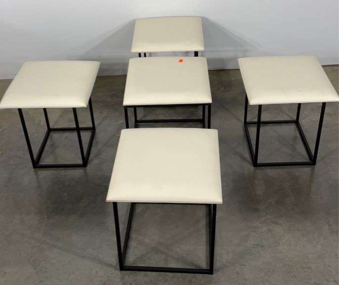 Space saving stool cube, vinyl topped seating - Hash Auctions