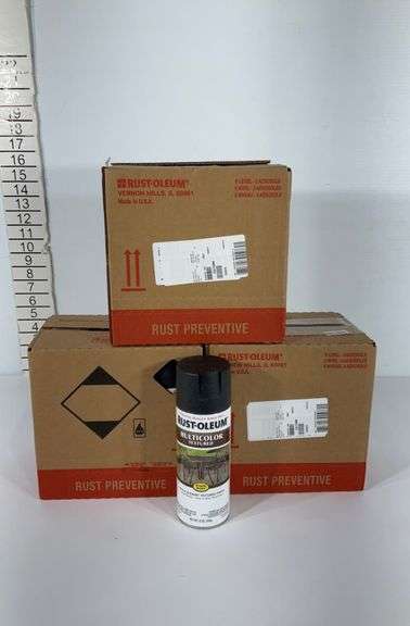 Three boxes of Rust-oleum multicolor textured spray paint, 18 cans ...