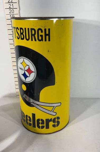 Pittsburgh Steelers trash can and hard hat, seller code XD - Hash Auctions