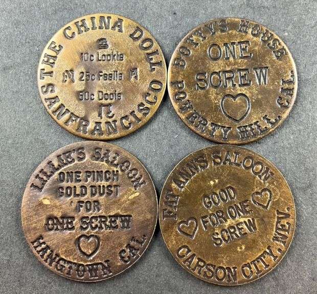 Four brothel tokens - Hash Auctions