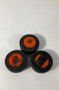 7 NHL team hockey pucks, with tin - Hash Auctions
