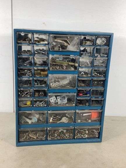 Multi-Bin Wall Mount Hardware Organizer w/ Misc. Hardware - Hash Auctions