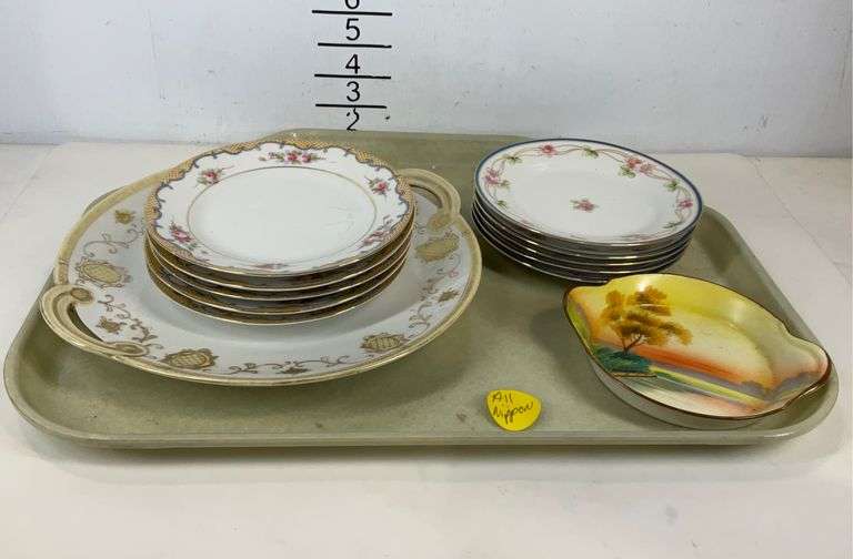 Nippon pottery: Morimura Japan Oval Bowl, cake platter, and small ...