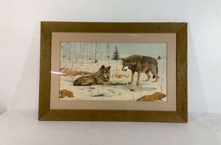Silkscreen “Timber Wolf” print, framed and matted, by Richard Evans ...