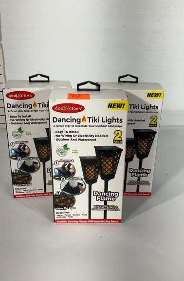 Three boxes of dancing tiki lights, two per box - Hash Auctions