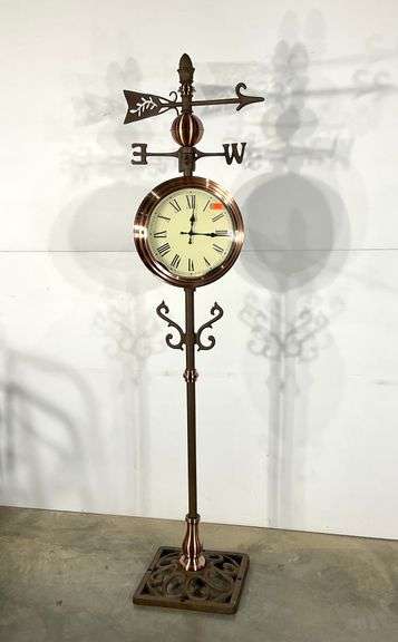 Cast iron Weathervane clock, double sided, 76 inches tall - Hash Auctions