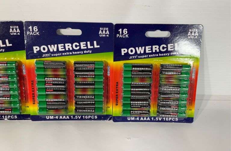 Four packs of powercell AAA batteries, 16 batteries per pack - Hash ...