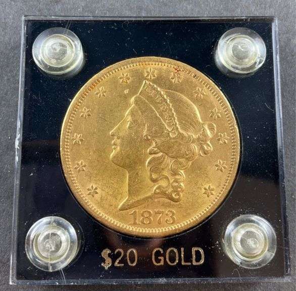 1873 $20 liberty head double eagle gold coin - Hash Auctions