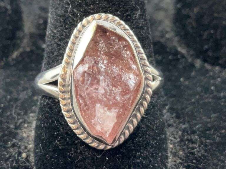 Size 8 Artisan crafted sterling silver 7.3ct rough cut natural ...