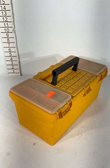 Tuff-stuff tool box with some tools/hardware, rivet tools, rivets ...